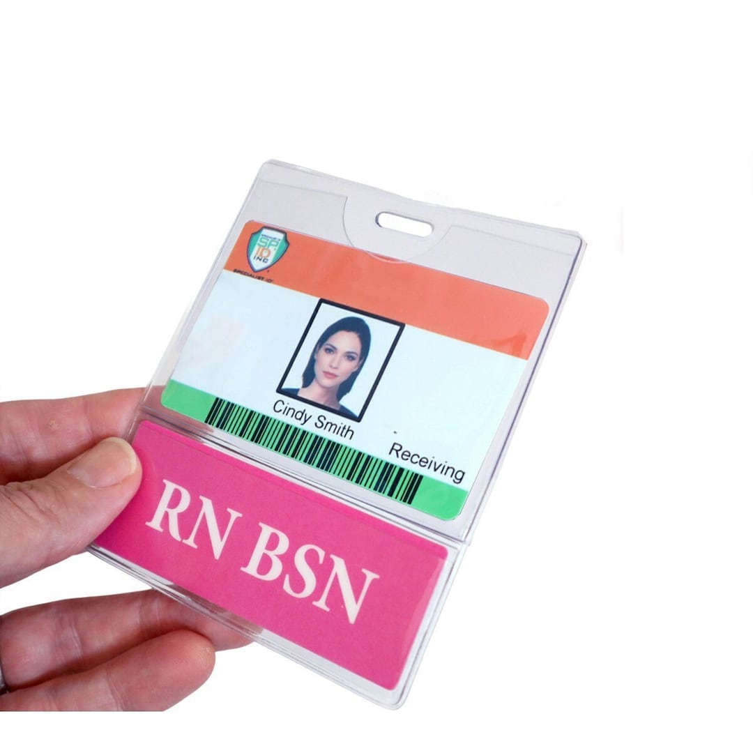 Horizontal RN BSN Badgebottom - 2 in 1 Vinyl Badge Buddy Sleeve With ...