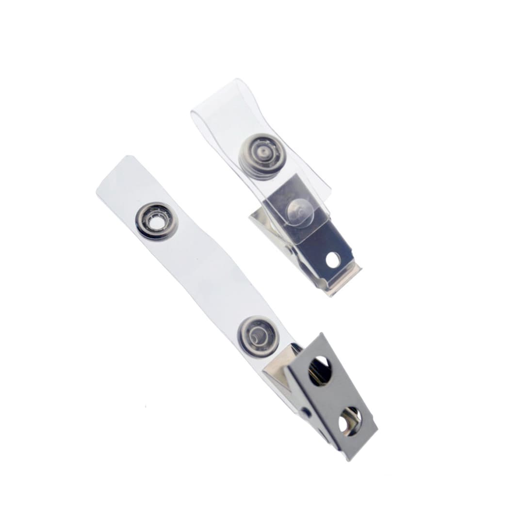 100 ID Badge Strap Clips - Metal Bulldog Name Tag Holders With Clear ...