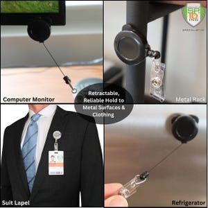 5 Magnetic Badge Reels - Free Ship! - Blank Round 1 1/4" Retractable ...