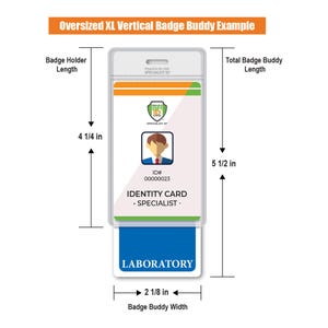 Badge Buddy Laboratory Vertical Extra Long - Oversized ID Badge Backer ...