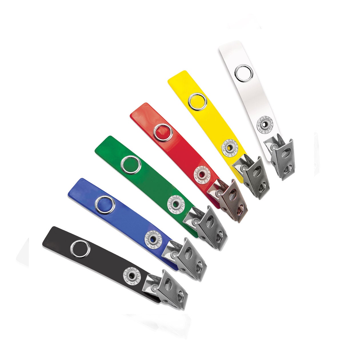 5 Pack - ID Badge Strap Clips - Metal Bulldog Name Tag Holder W/ Blue ...