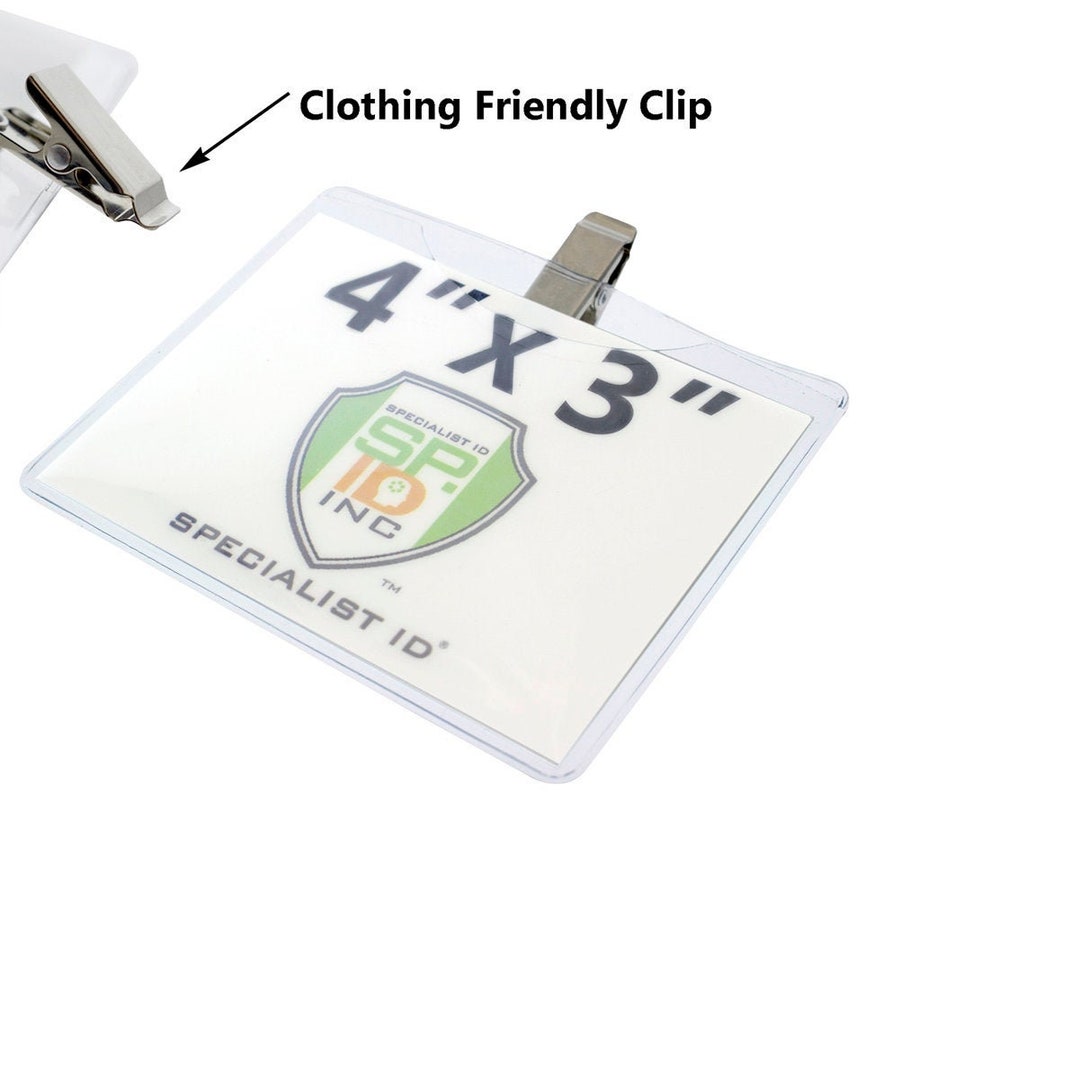 10 Clear 4x3 Horizontal Badge Protector Large ID Name Tag - Etsy