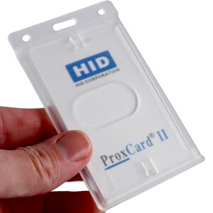 10 Pack - Clear Rigid Hard Plastic ID Badge Holder - Vertical ID Card ...