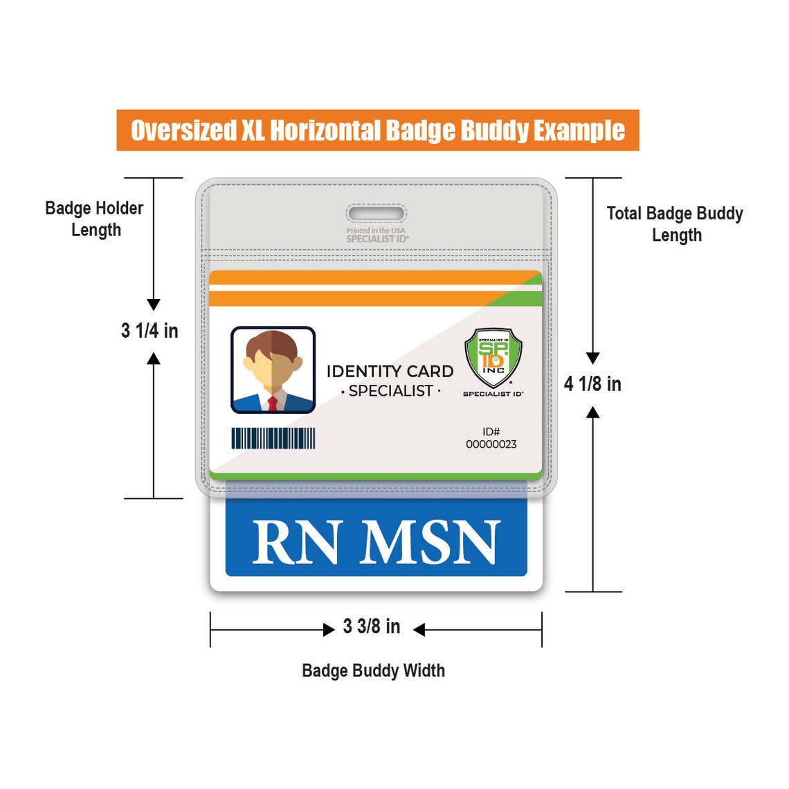 Oversized RN MSN Badge Buddy Horizontal - Free Shipping! - Extra Long I ...