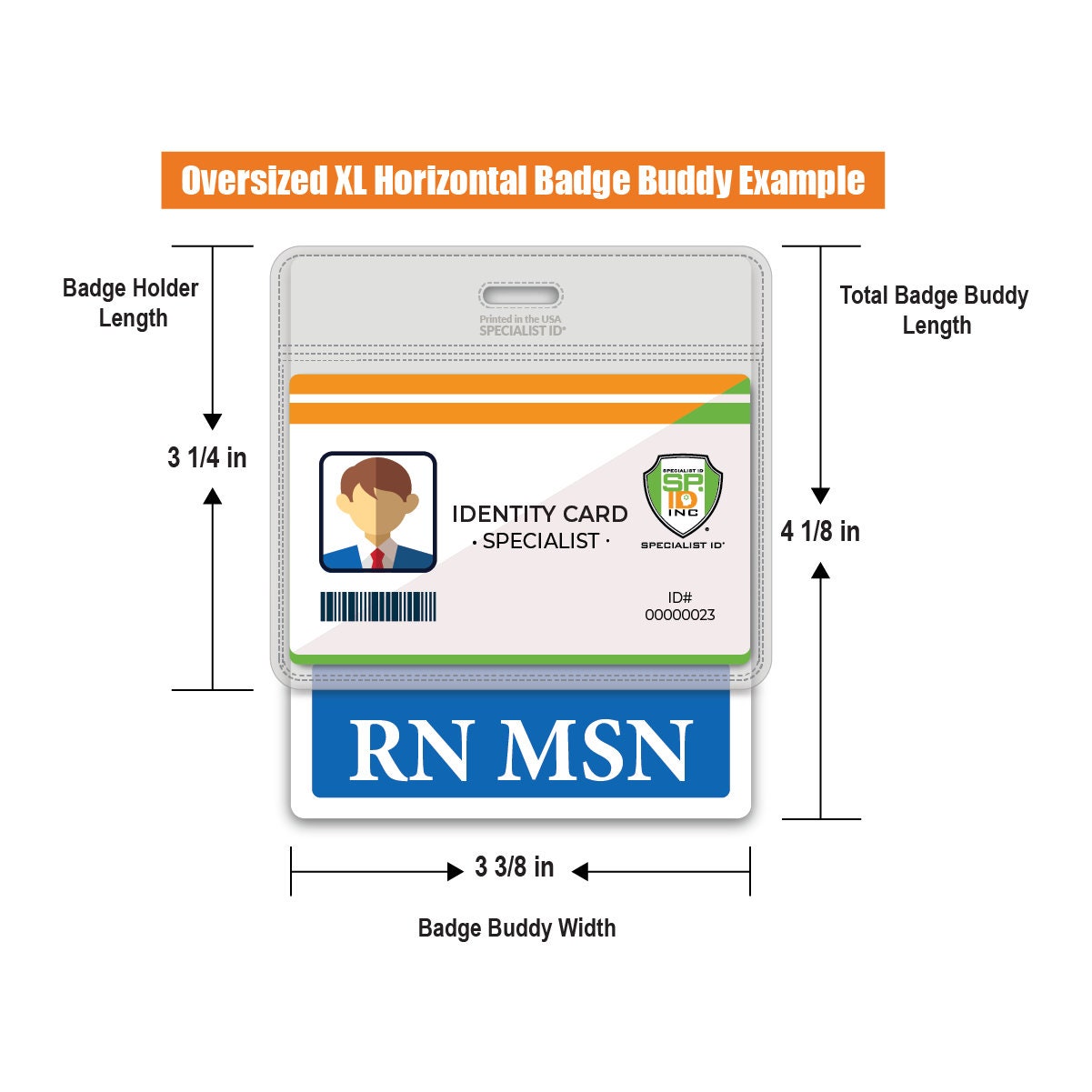 Oversized RN MSN Badge Buddy Horizontal - Free Shipping! - Extra Long I ...