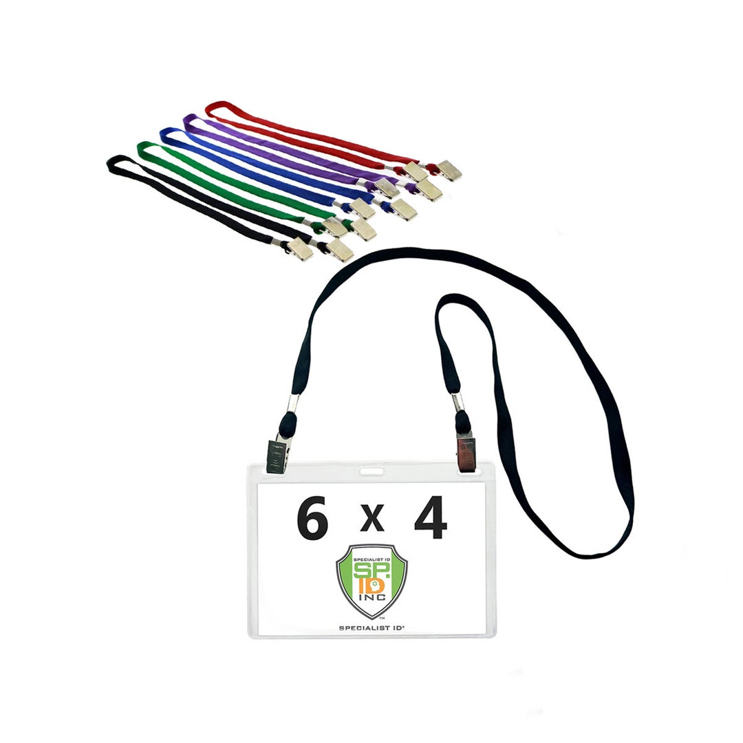 6x4 Badge Holders With Lanyards - Free Ship - 6 X 4 Horizontal Sleeves ...