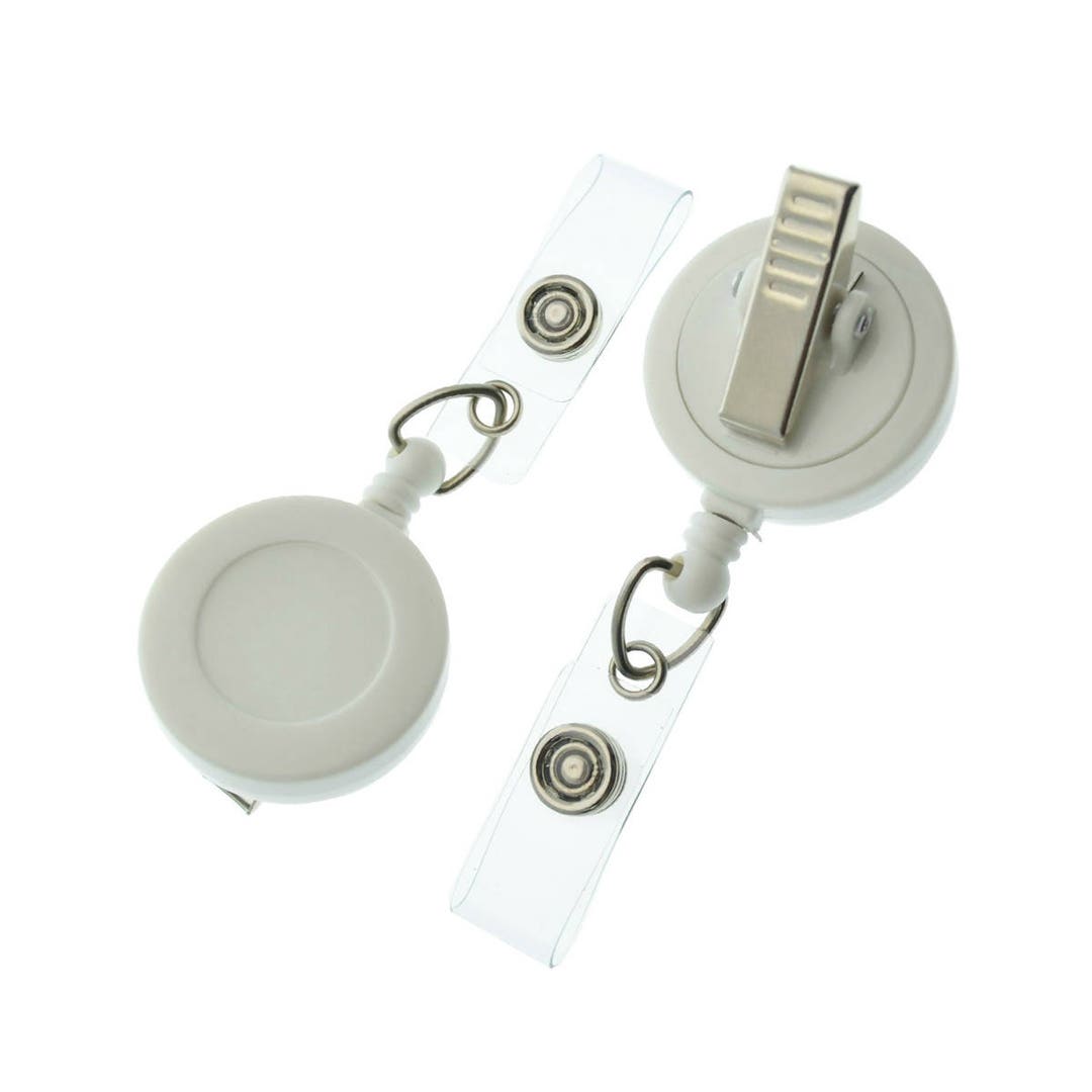 25 White Badge Reels - Free Shipping!! - SWIVEL Pinch Clip ( 360 ...