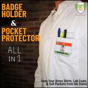 Pocket Protector for Pens With Badge Holder - Horizontal Pouch for Lab ...