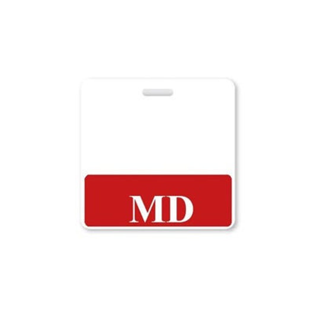 MD Badge Buddy Horizontal - Free Shipping! - Red Border Doctor ID Badge ...