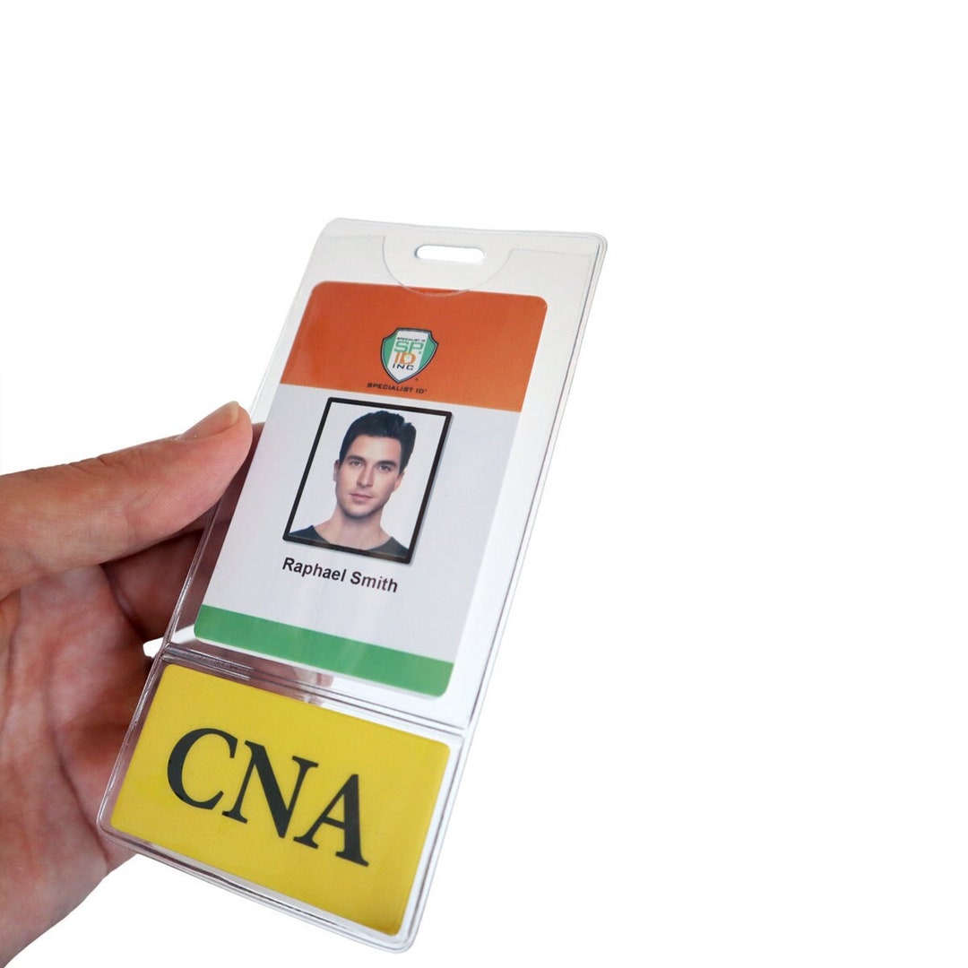 Vertical CNA Badgebottom ID Holder Combo - 2 in 1 Vinyl Badge Buddy ...