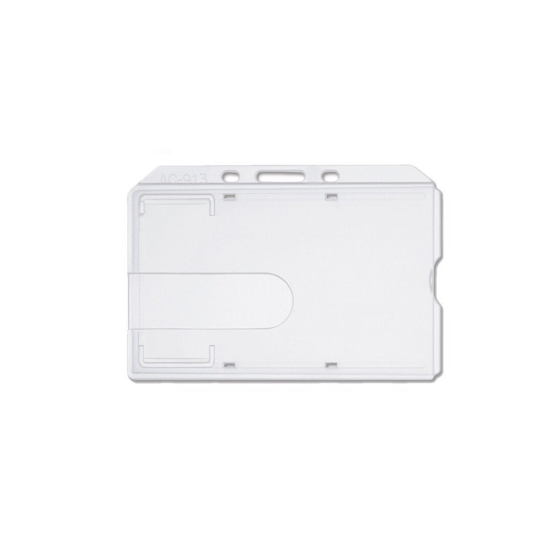 25 Pack - Clear Hard Plastic Badge Holder - Horizontal Side Load Rigid ...