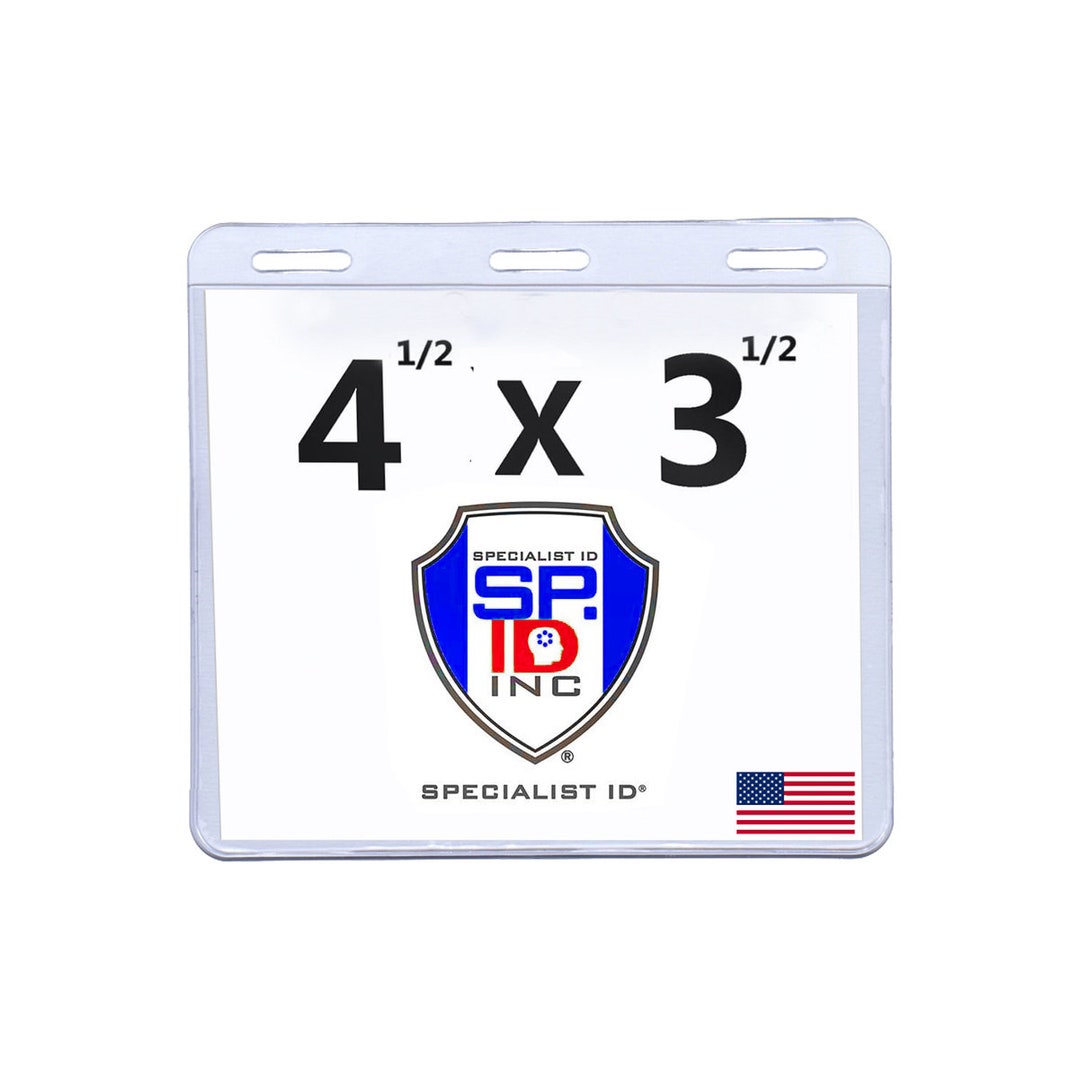 10 Pack - 4x3 Badge Holder USA Made - Large Horizontal Vinyl ID Card ...