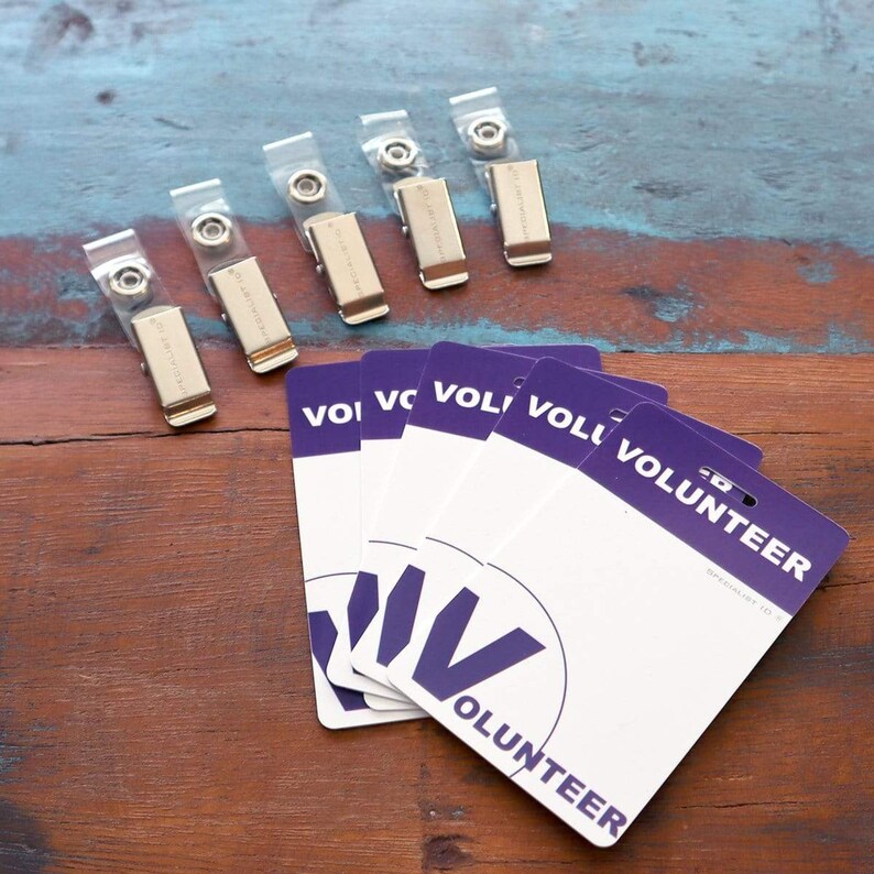 10 Volunteer Badges With Clips Plastic Reusable Custom - Etsy