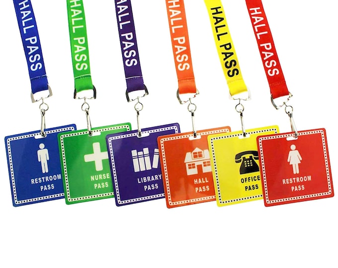 Classroom Hall Pass Hall Pass Lanyard Set Teacher Hall Pass Custom Hall ...