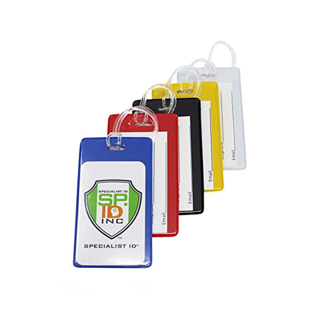 5 Pack - Slim ID Bag Tags for Luggage and Backpack Identity - Flexible ...
