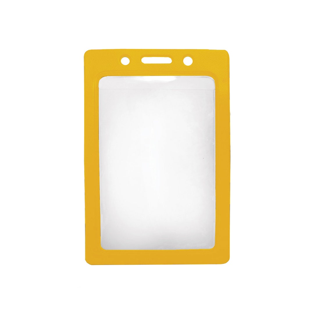 100 Pack - Color Badge Holder - Free Ship - Vertical Yellow Border ...