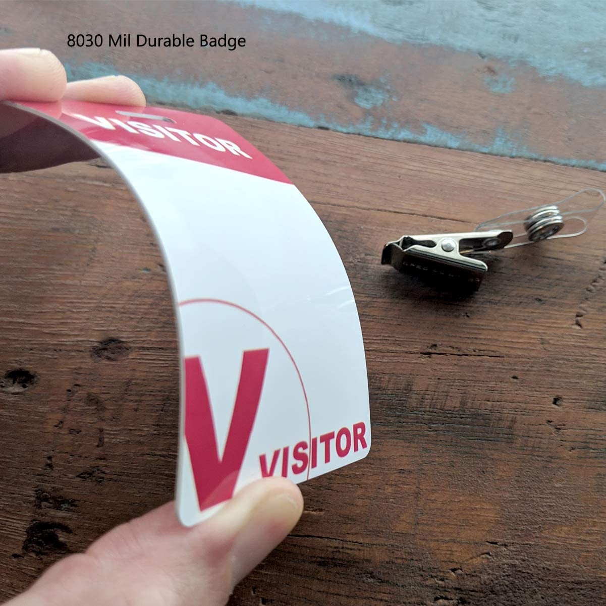 10 - Visitor Badges With Clips - Plastic Reusable Custom Name Badge Tag ...