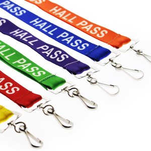 6 Classroom Hall Passes W Breakaway Lanyards - Durable Hall, Bathroom ...