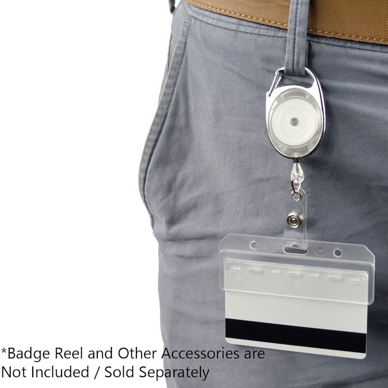 Half Card ID Badge Holder Free Shipping Horizontal Clear | Etsy