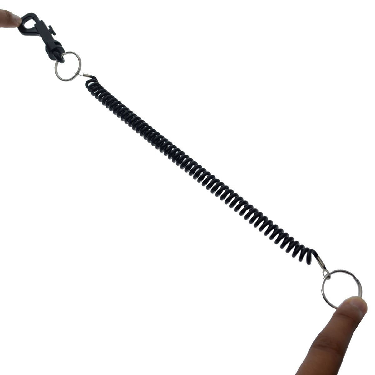 5 Pack - Black Bungee Coil Cords With Key Chain Ring - Free Shipping ...