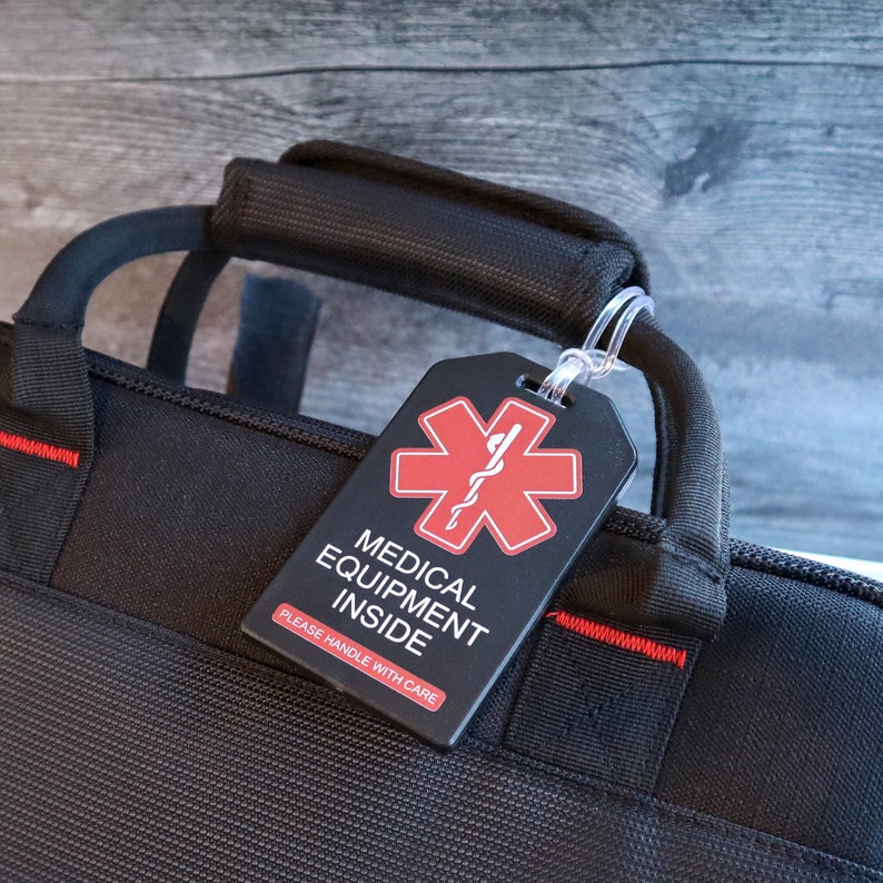 2 - Medical Luggage Bag Tags - CPAP Respiratory Equipment ID Alert Tag ...