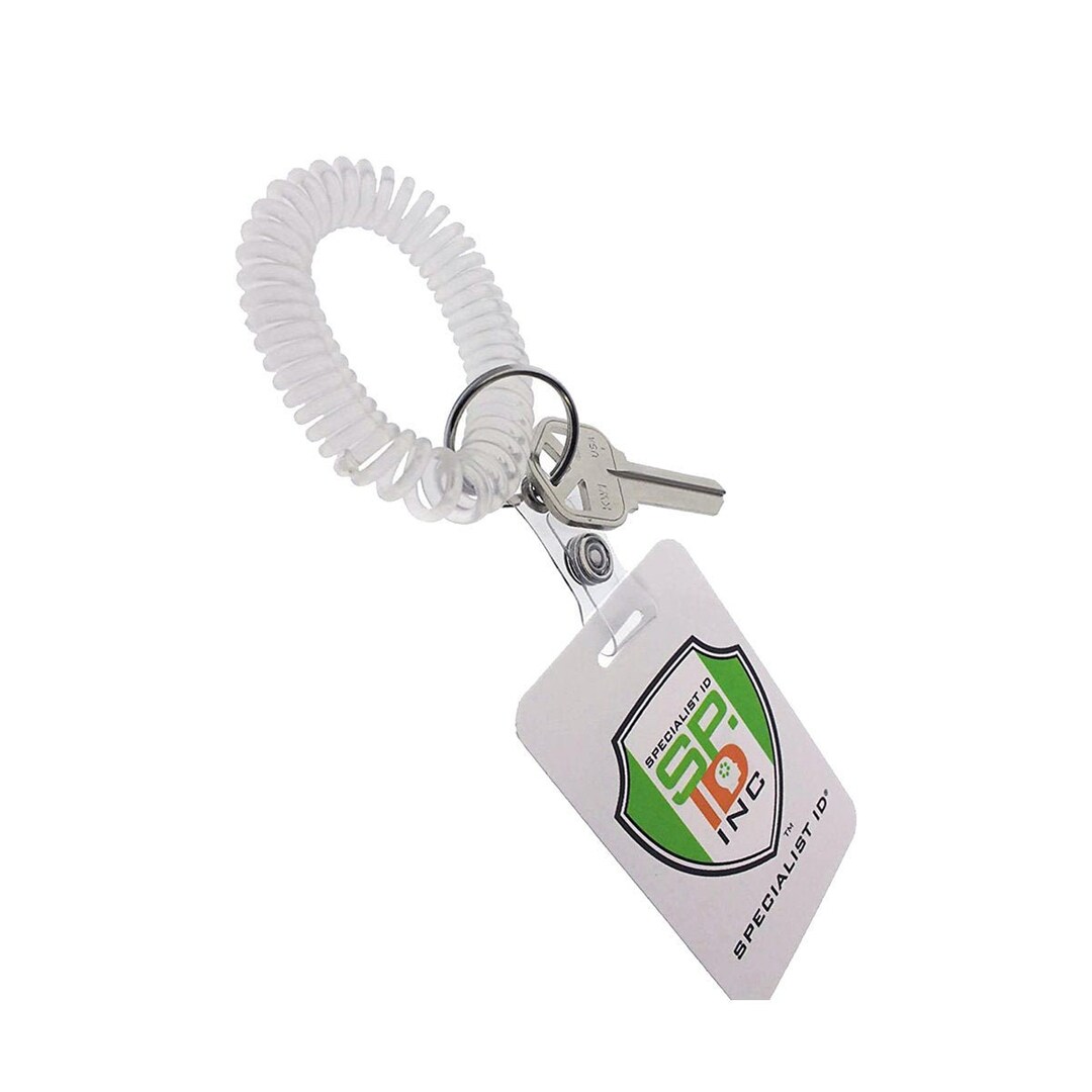 5 Pack Wrist Coil Keychain With ID Badge Strap Clip Stretchy Elastic ...