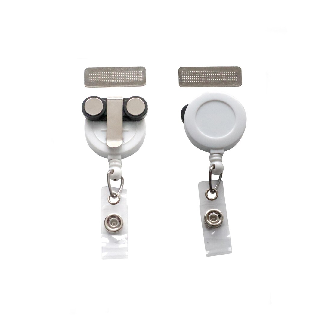 5 Magnetic Badge Reels - Free Ship! - Blank Round 1 1/4" Retractable ...