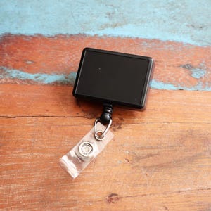 5 Pack - Rectangle Badge Reels With Spring Swivel Clip - Black ...