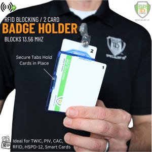 RFID Badge Holder - Dual-sided Smart Card Protector for CAC, TWIC, Piv ...