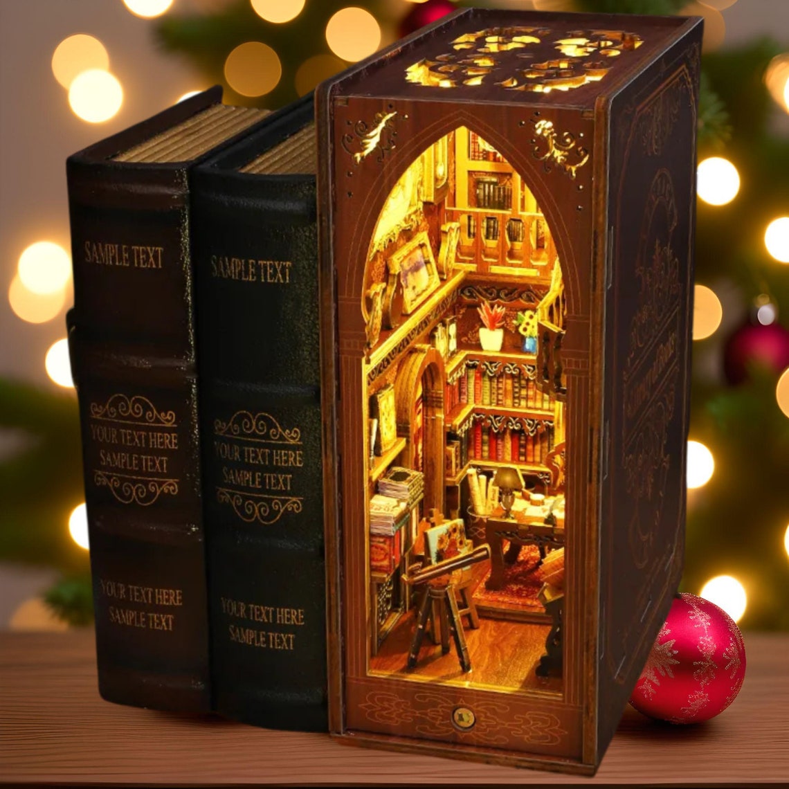 Christmas DIY Bookshelf Building Kits Miniature Bookstore Bookshelf 3D ...