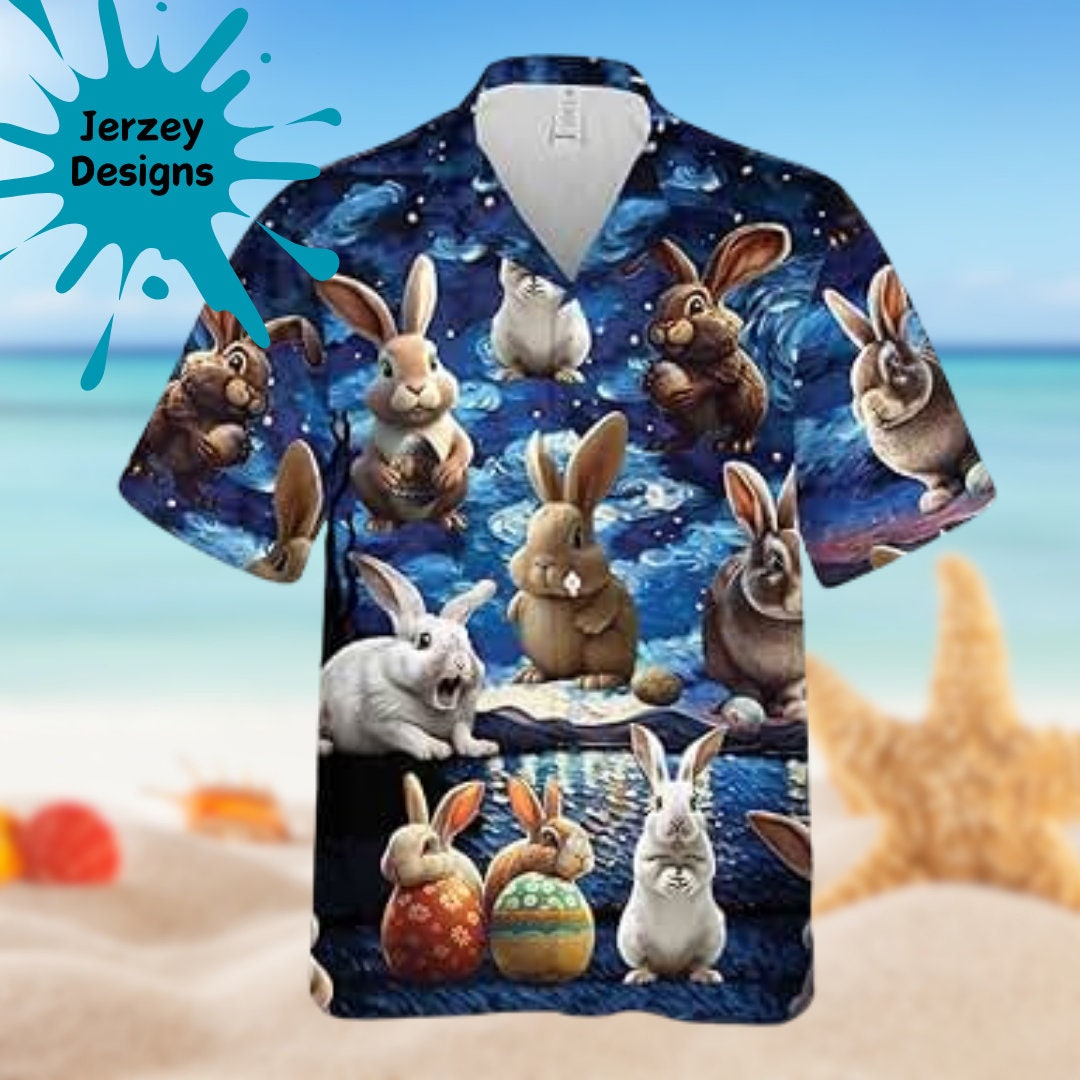 Easter Rabbit Hawaiian Shirt Summer Beach Gift for Men Youth Dad ...