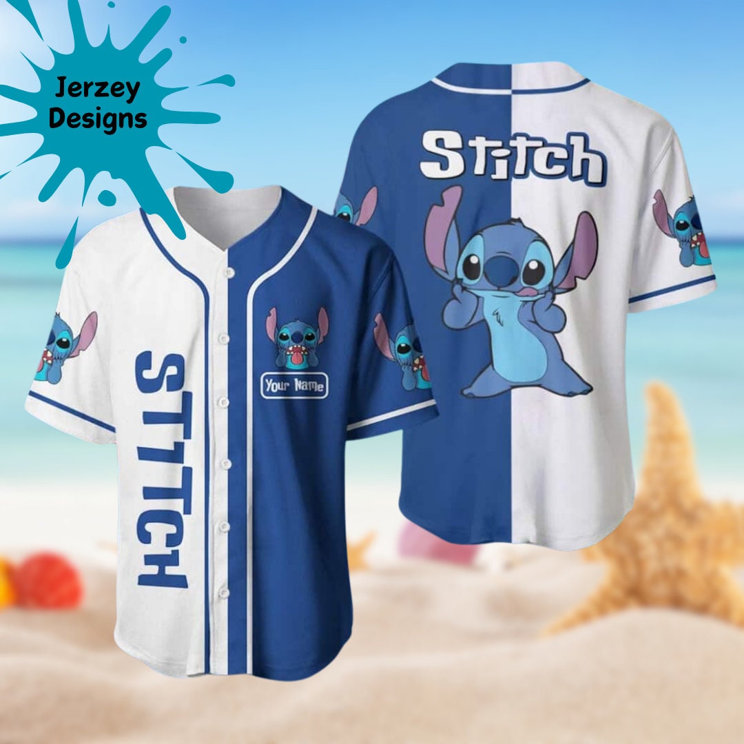 Personalizada Disney Stitch y Lilo Stitch y Angel Jerseys de Béisbol ...