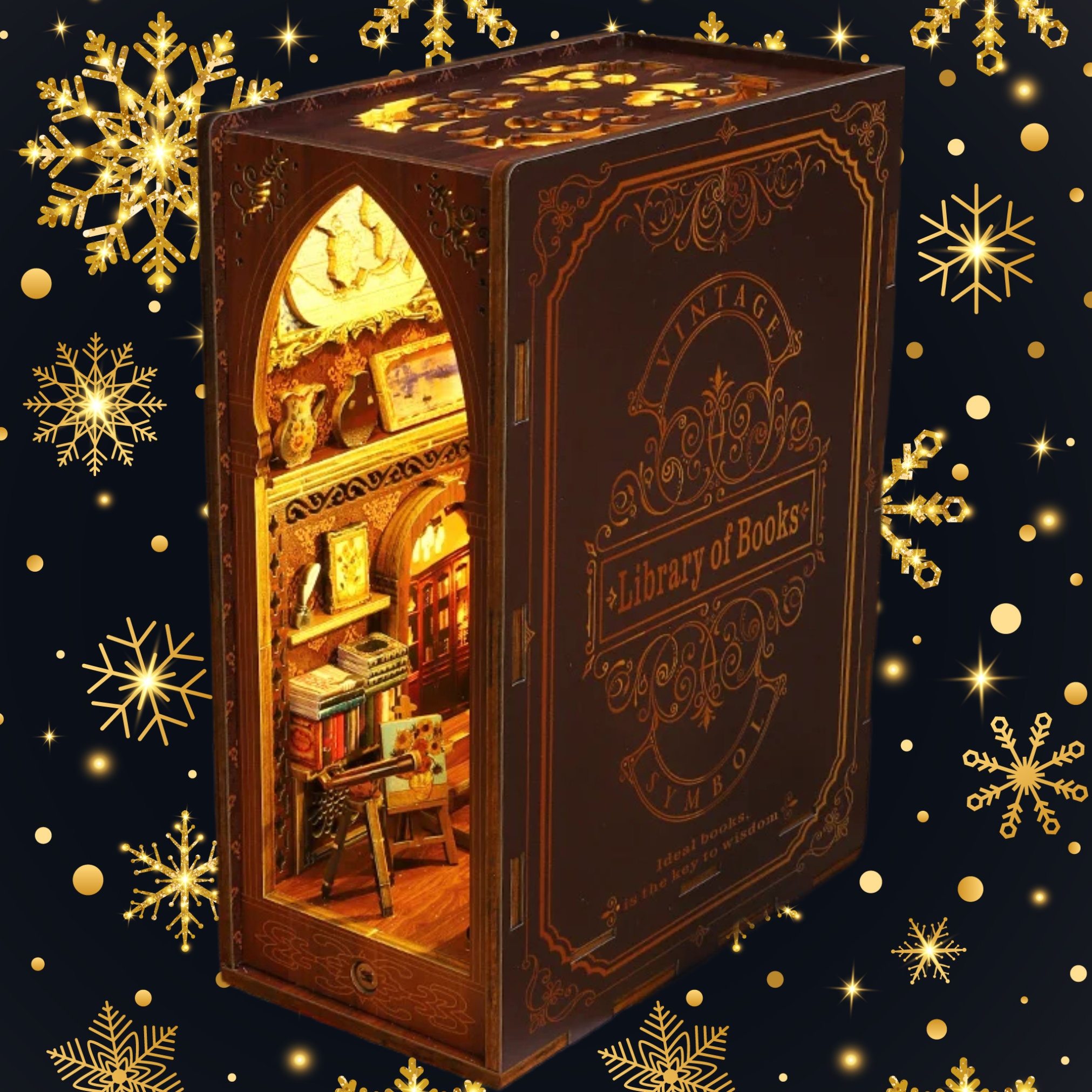 Christmas DIY Bookshelf Building Kits Miniature Bookstore Bookshelf 3D ...