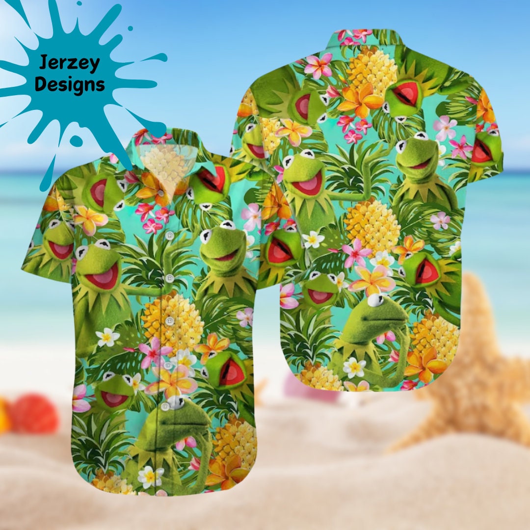 Kermit the Frog 3D Hawaiian Shirt Print Tropical Summer Beach Gift for ...