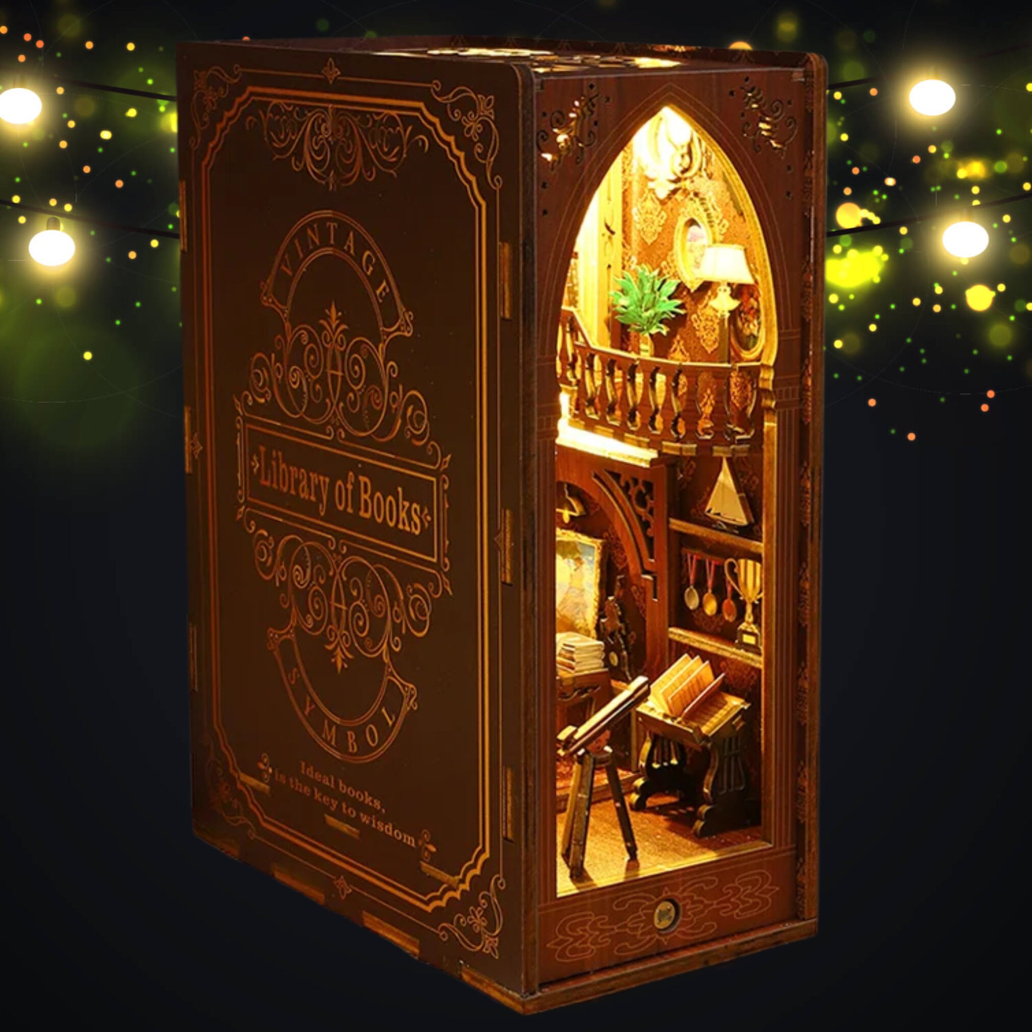 Christmas DIY Bookshelf Building Kits Miniature Bookstore Bookshelf 3D ...