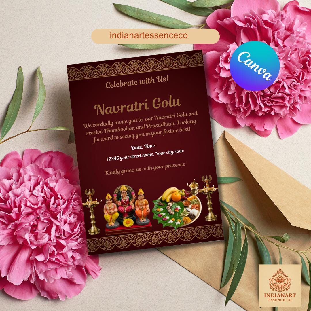 Navratri Golu Invitation: Editable Indian Festival Card (digital ...