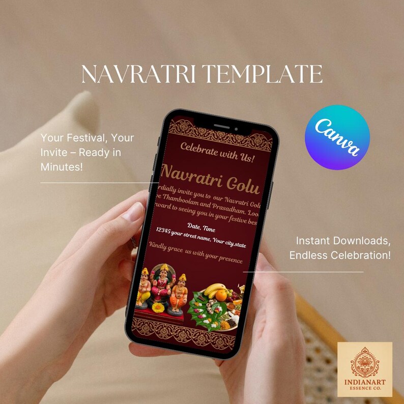 Navratri Golu Invitation: Editable Indian Festival Card (digital ...