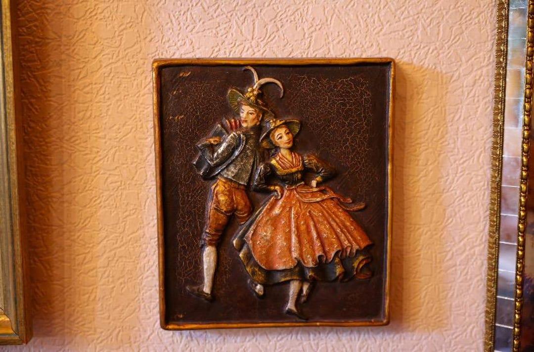 Vintage French Dancing Couple Plaque – Mid-century Atelier Roche Relief ...