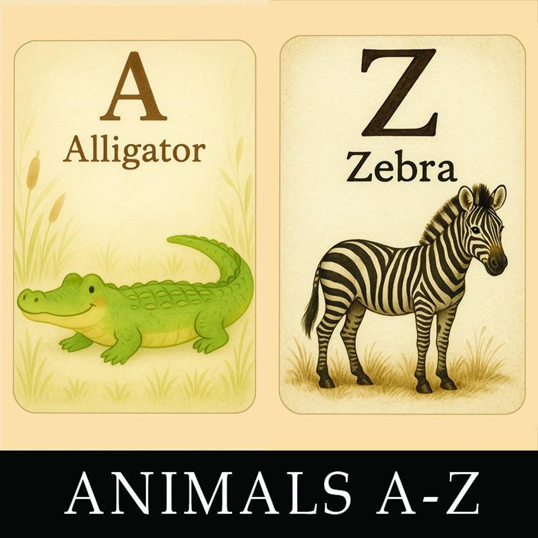 Animal Alphabet Flash Cards | Printable ABC Learning Cards | Digital ...