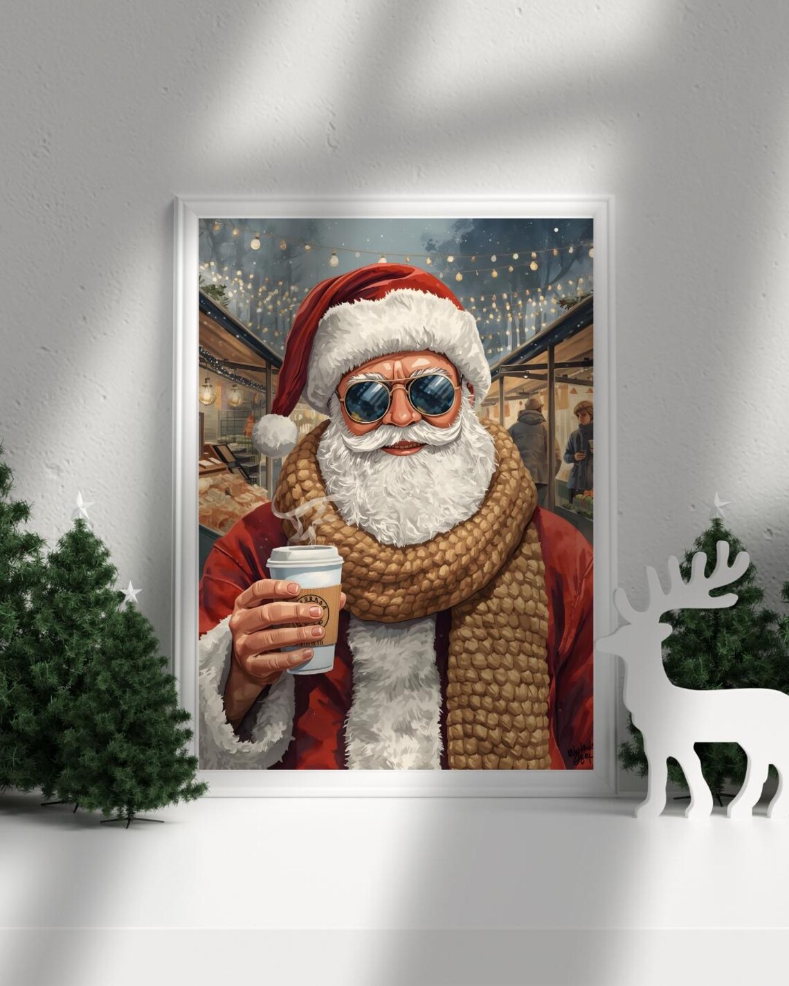 Santa Latte Poster: Hipster Christmas Wall Art Poster (digital Download ...
