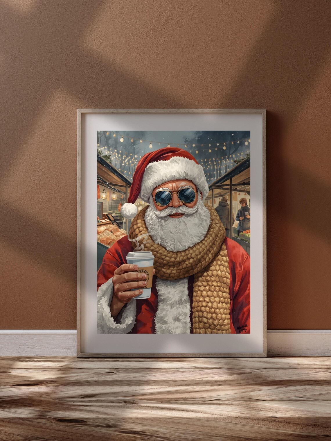 Santa Latte Poster: Hipster Christmas Wall Art Poster (digital Download ...