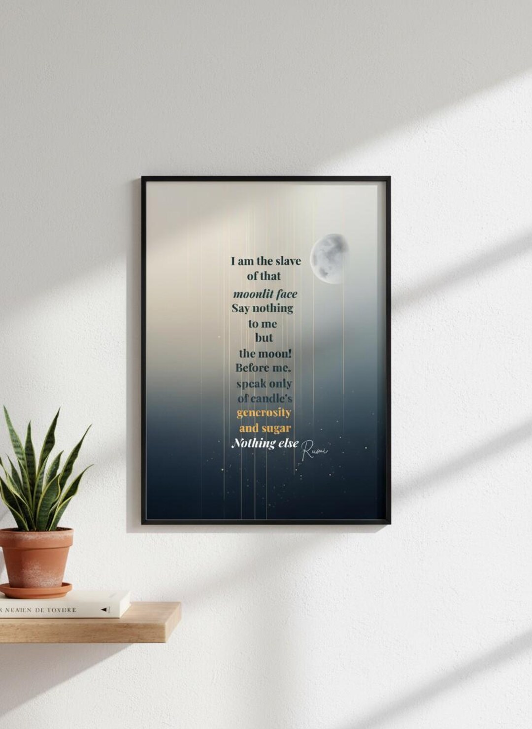Rumi Moonlit Face Quote Poster: Spiritual Poetry Decor (digital ...
