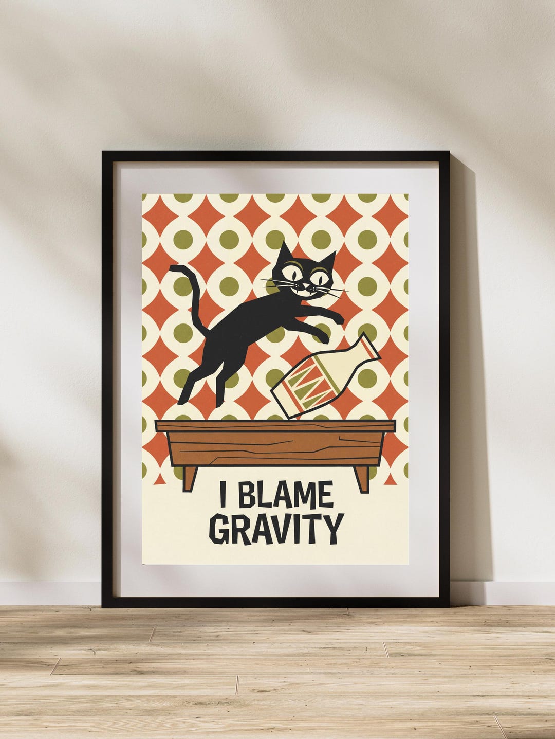 I Blame Gravity Poster: Funny Black Cat Wall Art Print (digital ...