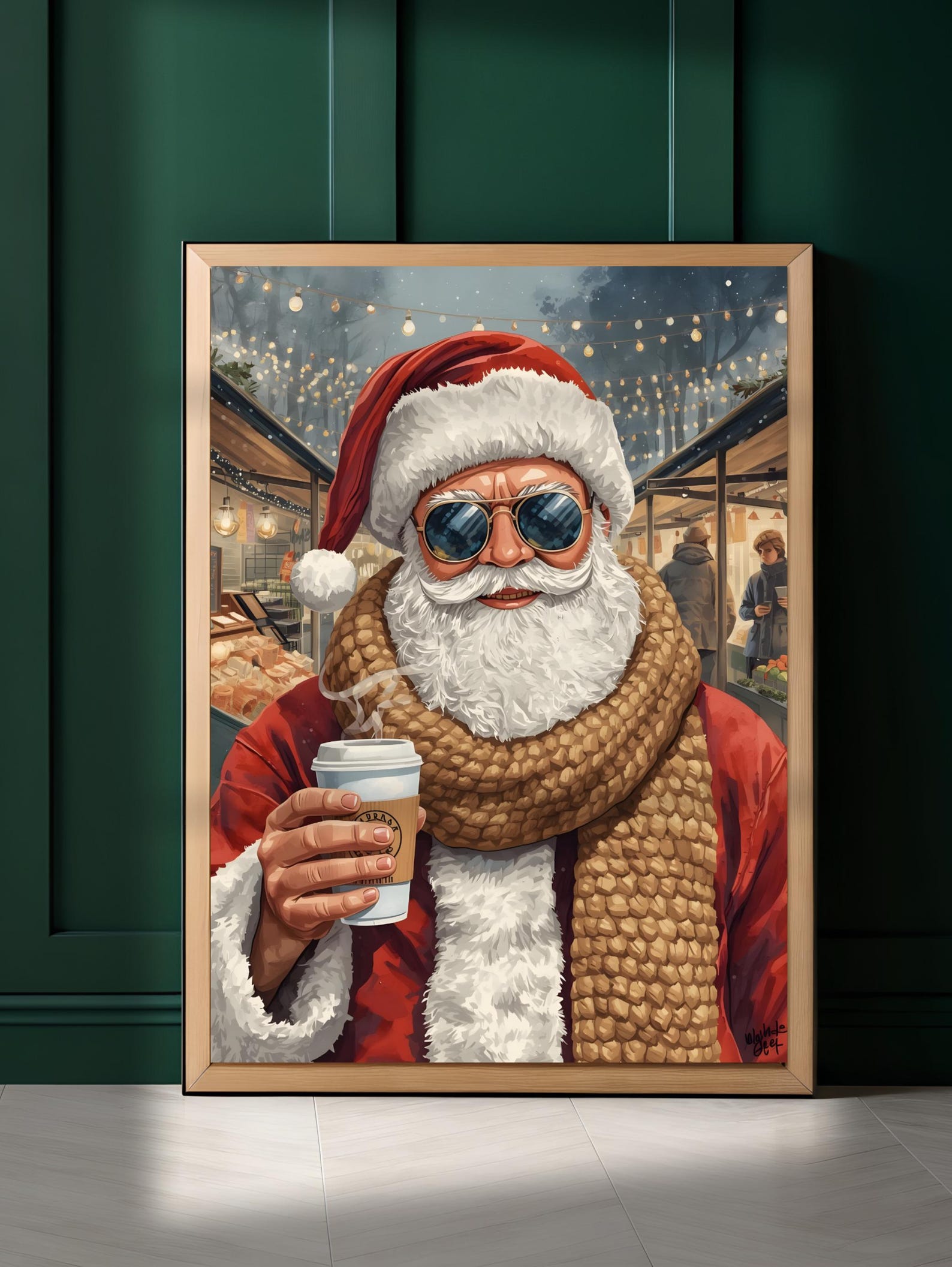Santa Latte Poster: Hipster Christmas Wall Art Poster (digital Download ...