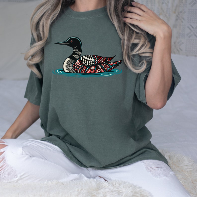 Nordic Style Loon T-shirt, Scandinavian Folk Art Dala Style Loon Shirt ...