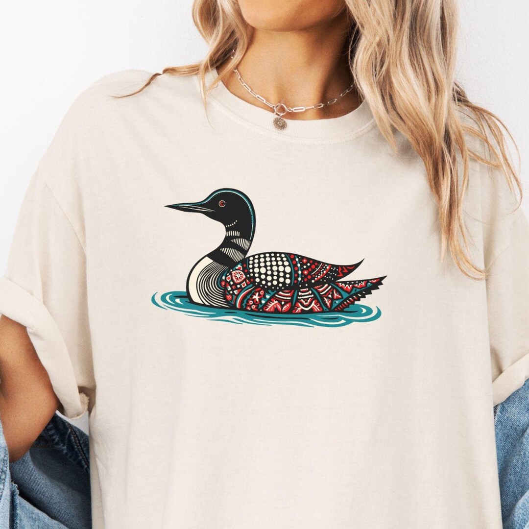 Nordic Style Loon T-shirt, Scandinavian Folk Art Dala Style Loon Shirt ...