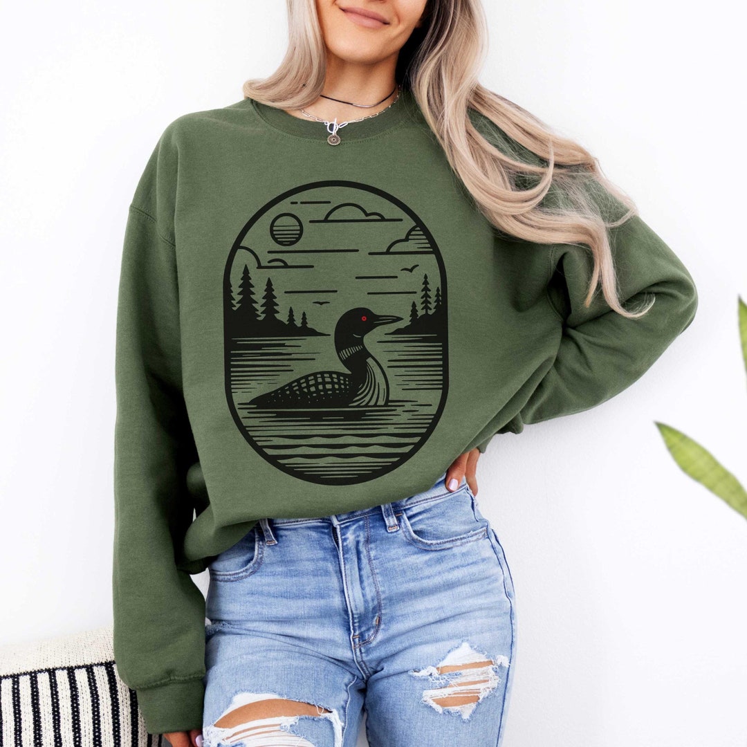 Loon Sweatshirt, Common Loon Unisex Sweater, Loon on a Lake Jumper ...