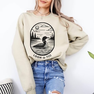 Loon-a-tic Funny Common Loon Sweatshirt, Minnesota Loon Shirt, Bird ...