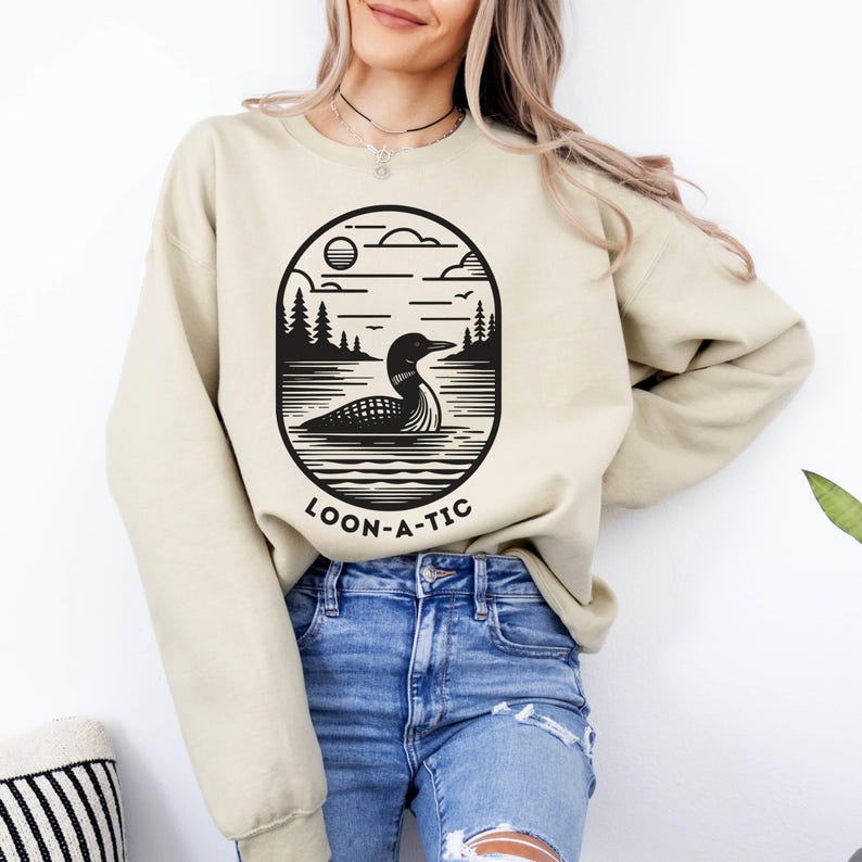 Loon-a-tic Funny Common Loon Sweatshirt, Minnesota Loon Shirt, Bird ...