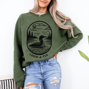 Loon-a-tic Funny Common Loon Sweatshirt, Minnesota Lake Loon Shirt Bird ...